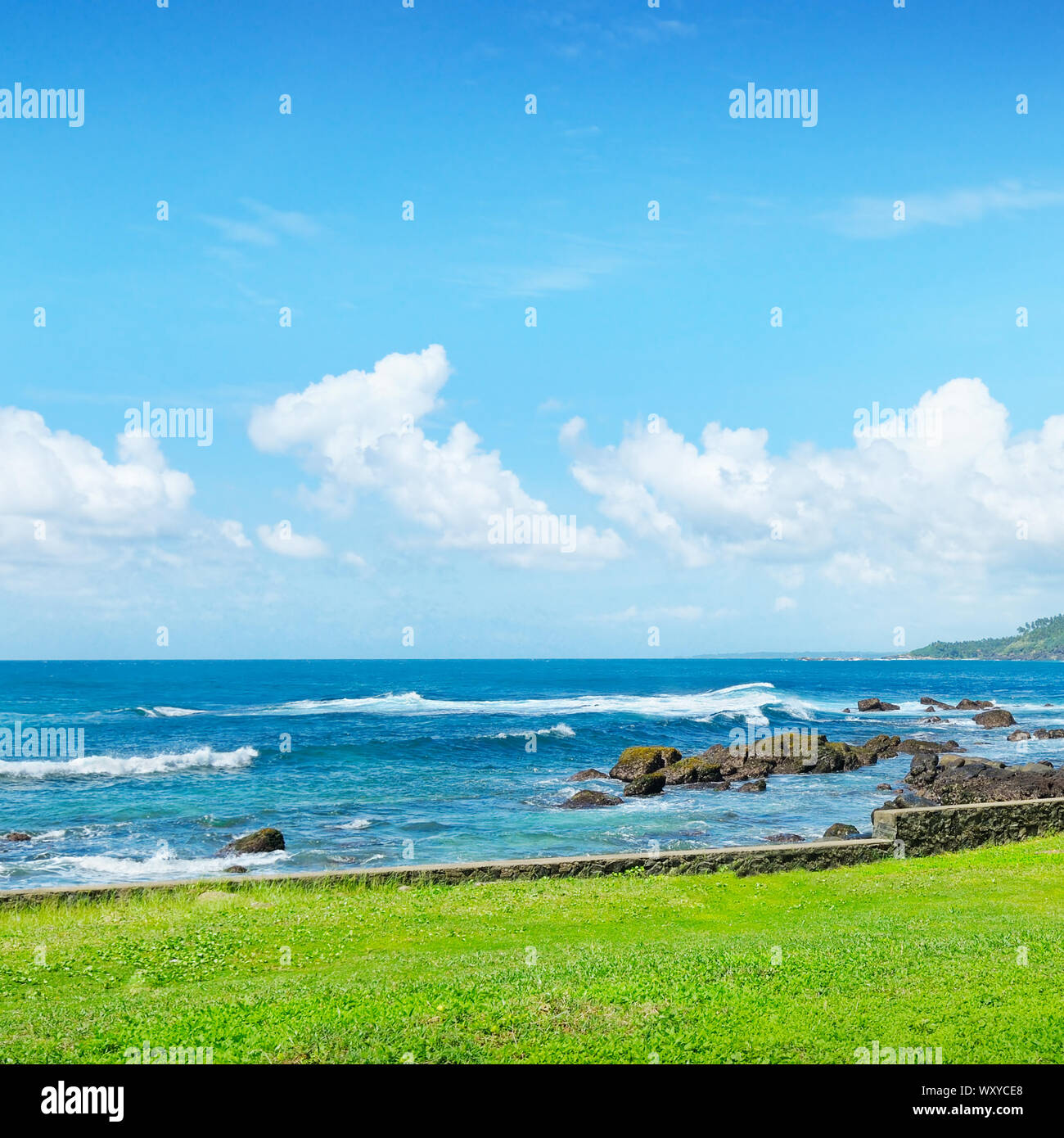 ocean, picturesque beach and blue sky Stock Photo - Alamy