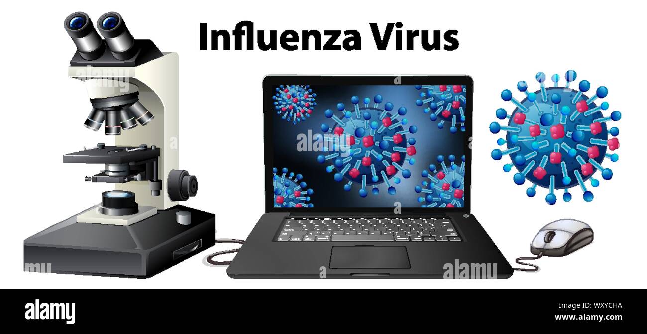 Close up isolated object of virus named Influenza virus illustration ...