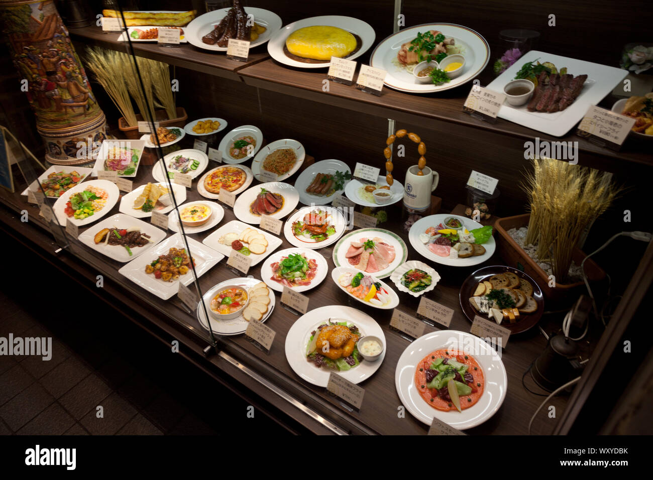 Fake food display in window of Japanese restaurant (Sampuru Stock Photo ...