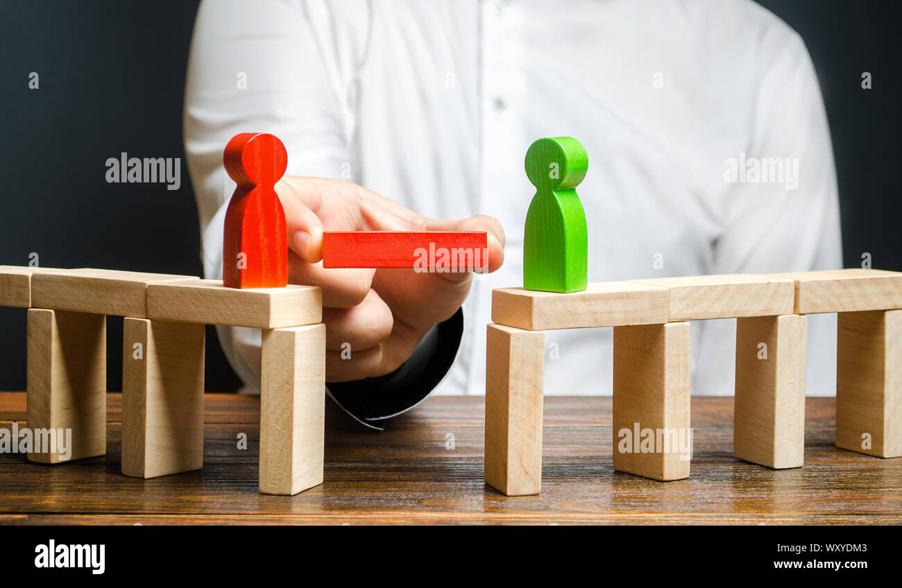 A man makes contact between people opponents. Arbitrator and mediator ...