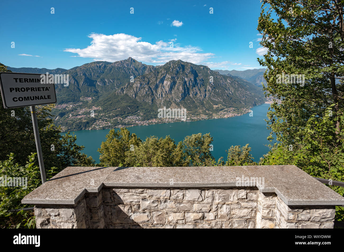 View with Lake Lugano and Pizzoni Mountain belonging Valsolda natural ...