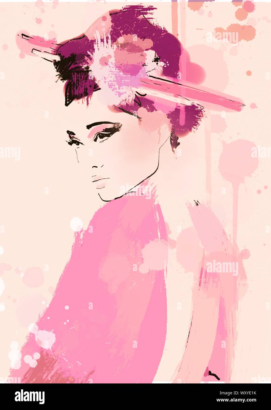 Fashion illustration art abstract for print and framing Stock Photo - Alamy