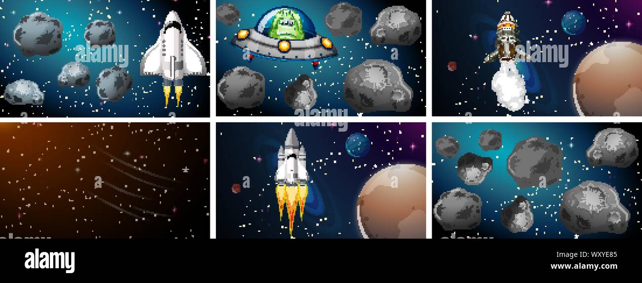 Big space scene set illustration Stock Vector Image & Art - Alamy