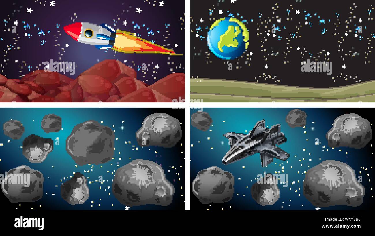 Set of different space scenes illustration Stock Vector Image & Art - Alamy
