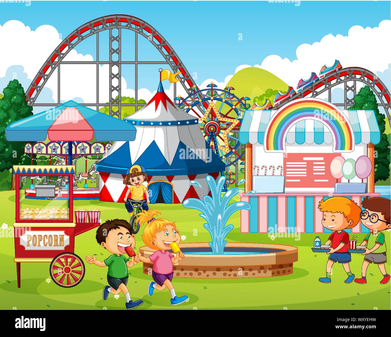An outdoor funfair scene illustration Stock Vector Image & Art - Alamy