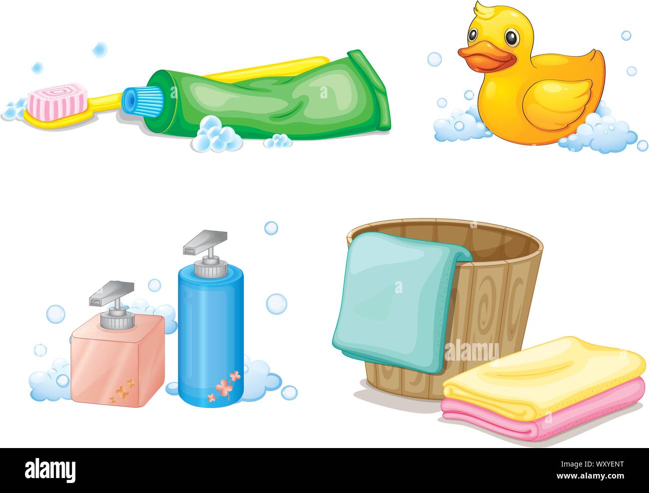 Set of bathroom objects on white background illustration Stock Vector ...