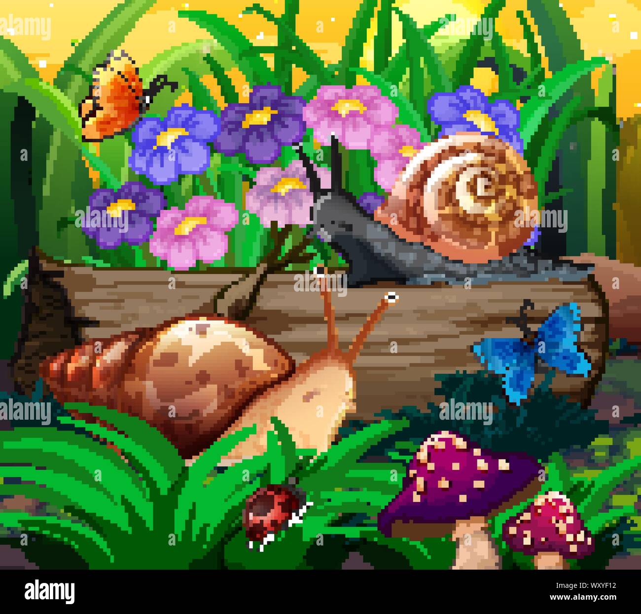 Background scene with insects in the park illustration Stock Vector ...