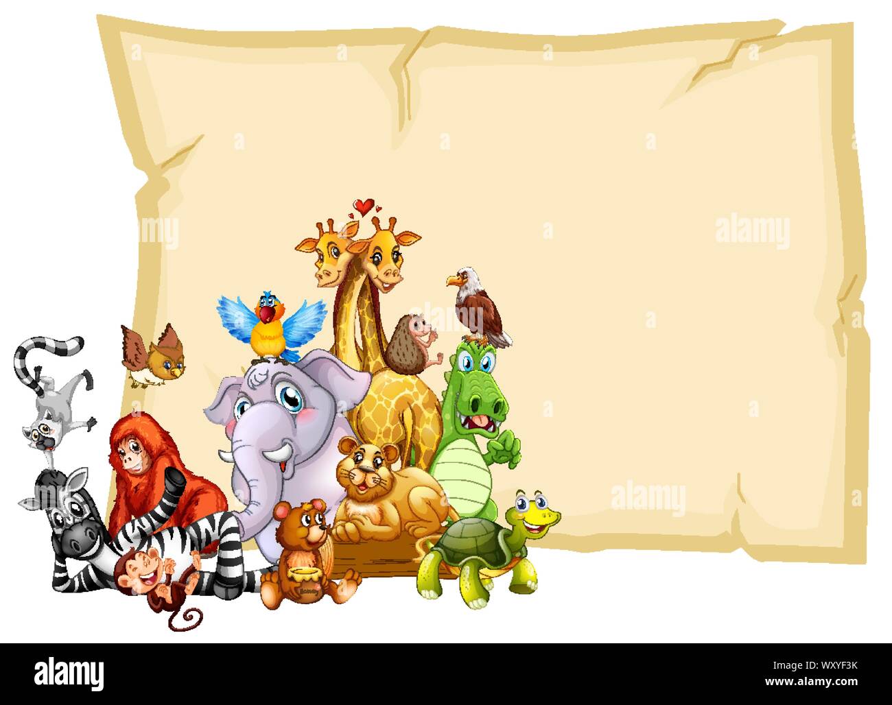 Border template design with cute animals illustration Stock Vector ...