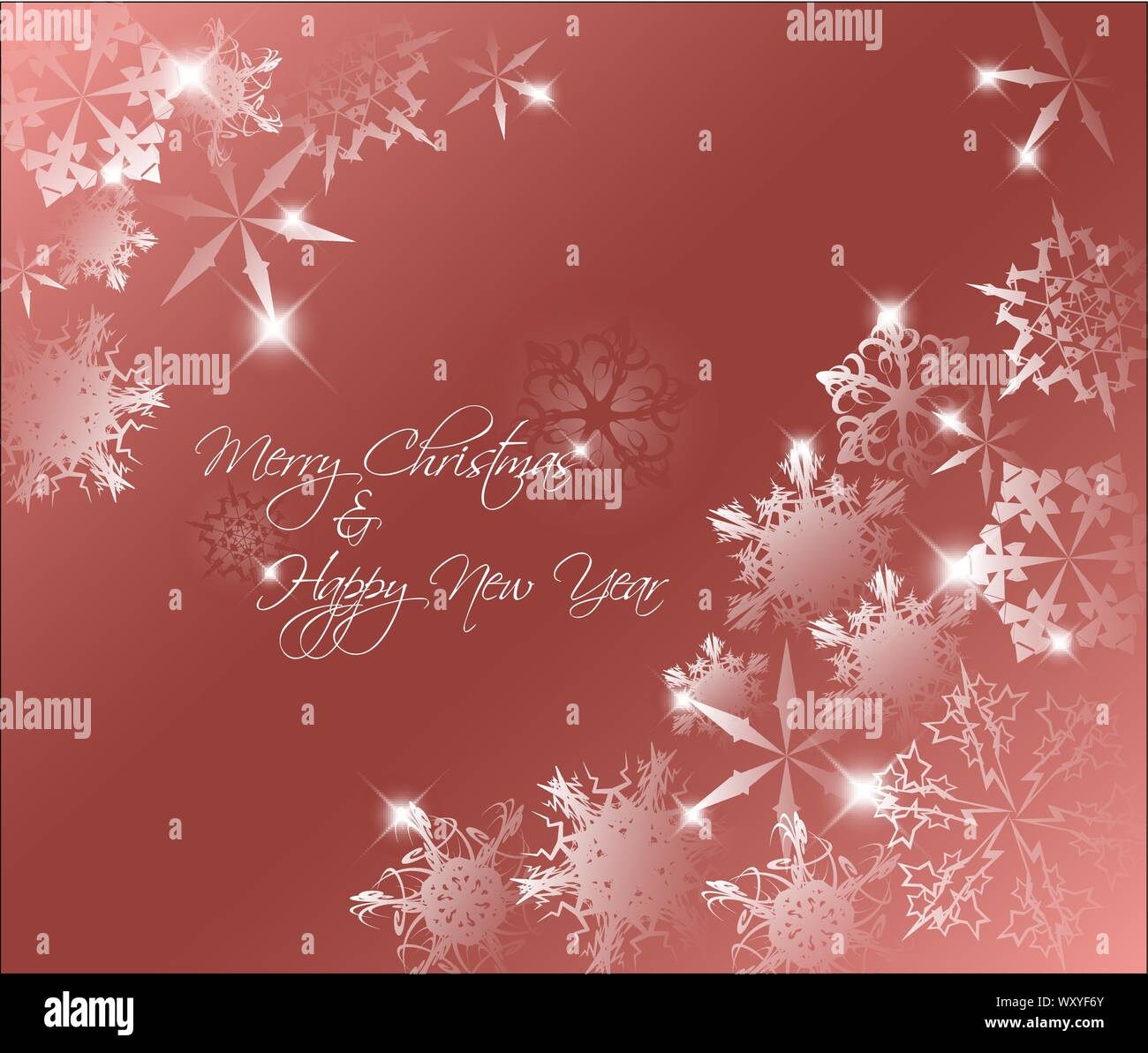 Vector red abstract Christmas background with white snowflakes Stock ...