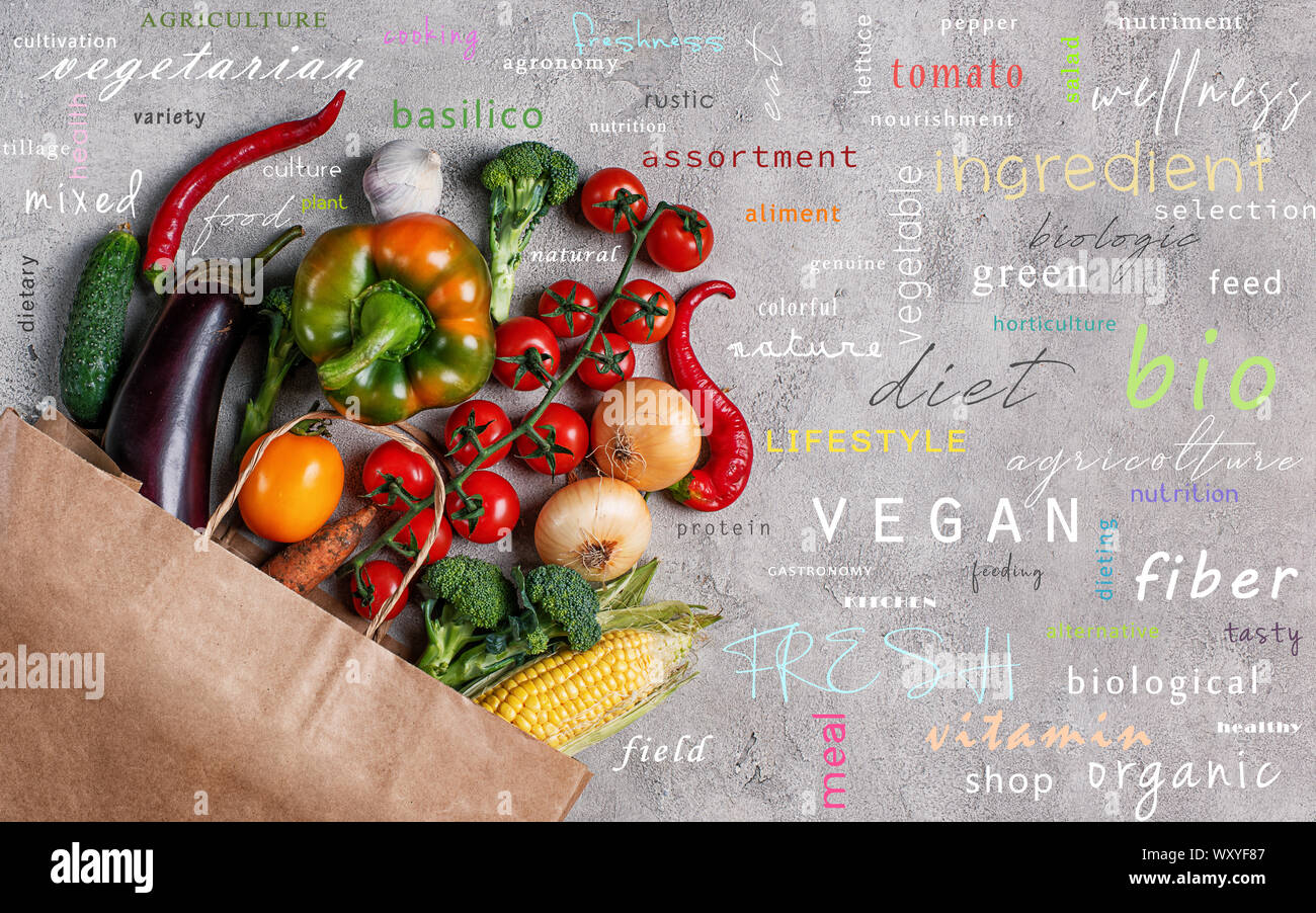 Healthy background of vegetable. Concept of genuine food with most ...