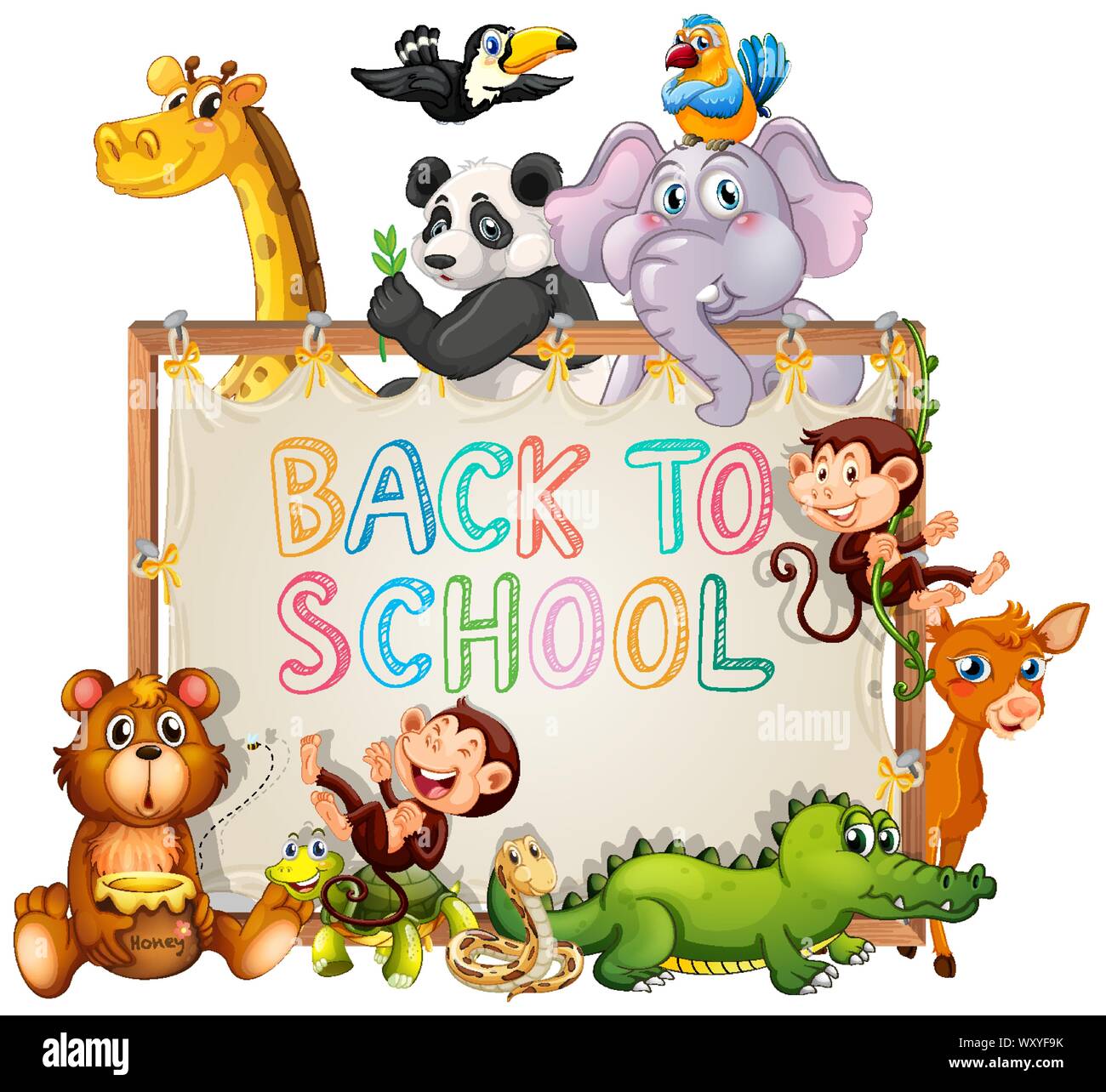 Back to school template with animals illustration Stock Vector Image ...