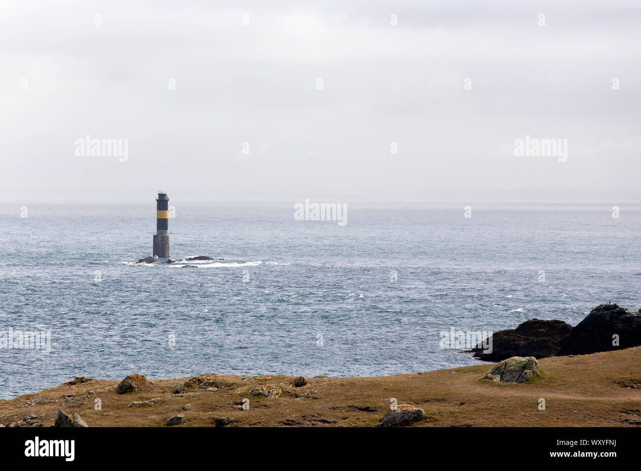 Ouessant island, France - August 18, 2016: lighthouse in the island of ...