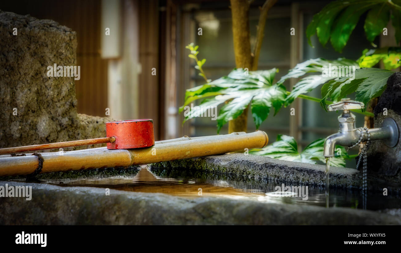 The purification cup near a shrine in Yokosuka, Japan Stock Photo - Alamy