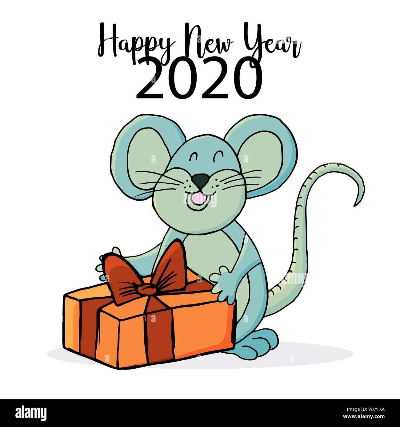 Year of the Rat 2020. Festive symbol cartoon style on a white ...