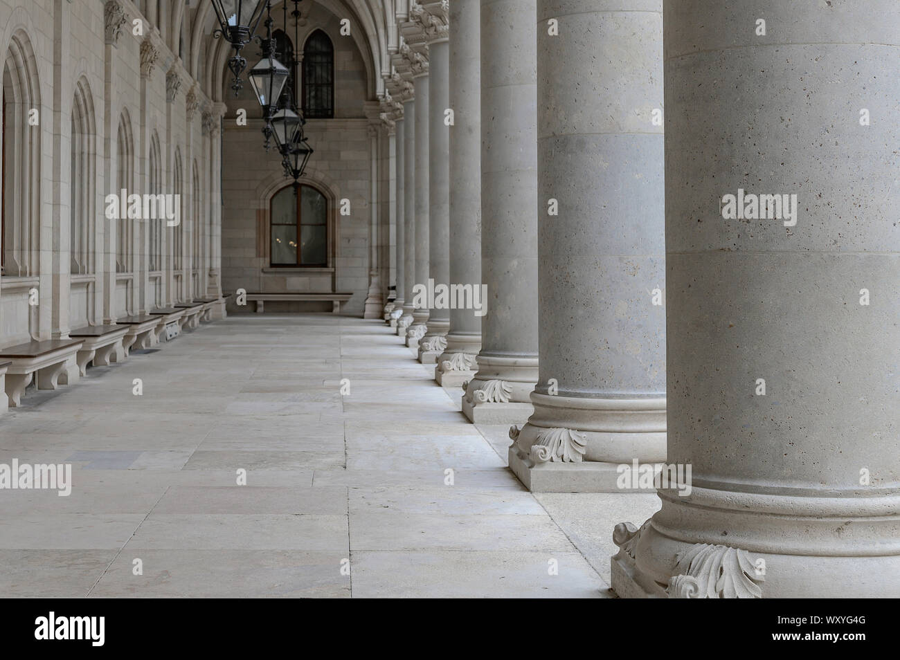 Architectural details of the building. Row of white columns Stock Photo ...