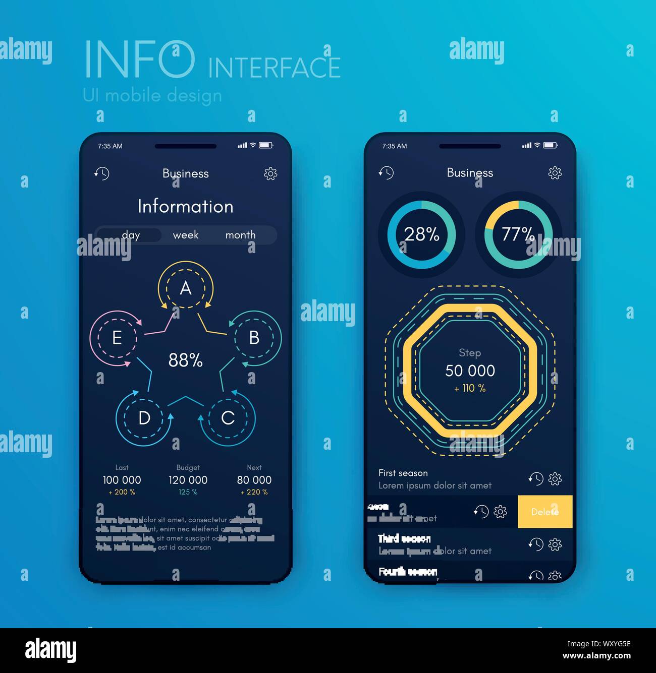 Mobile application interface. Ui design, vector illustration Stock Vector Image & Art - Alamy