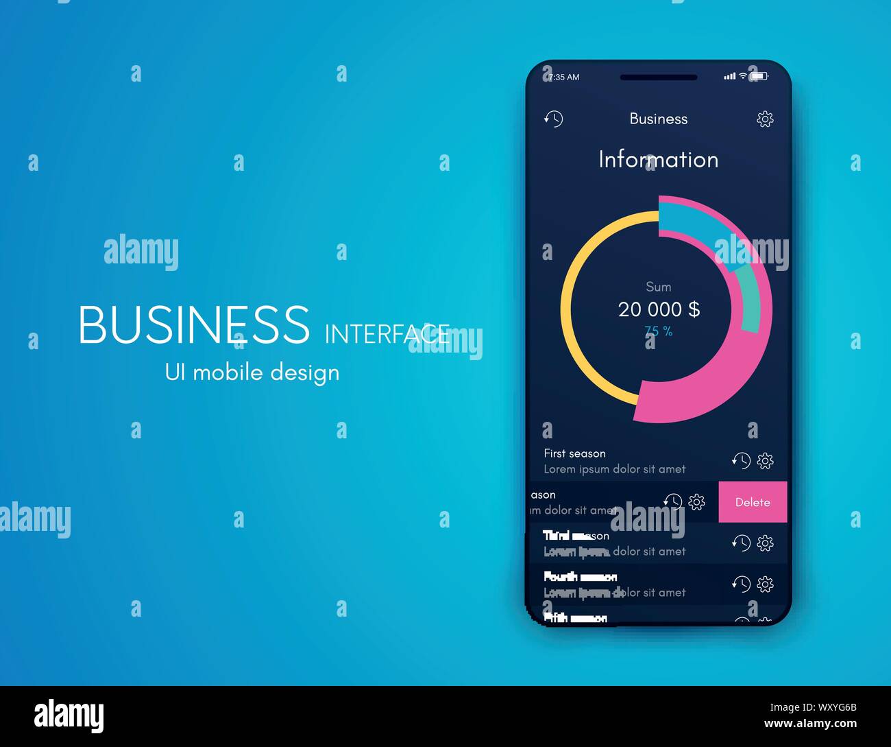 Mobile Application Interface Ui Design Vector Illustration Stock