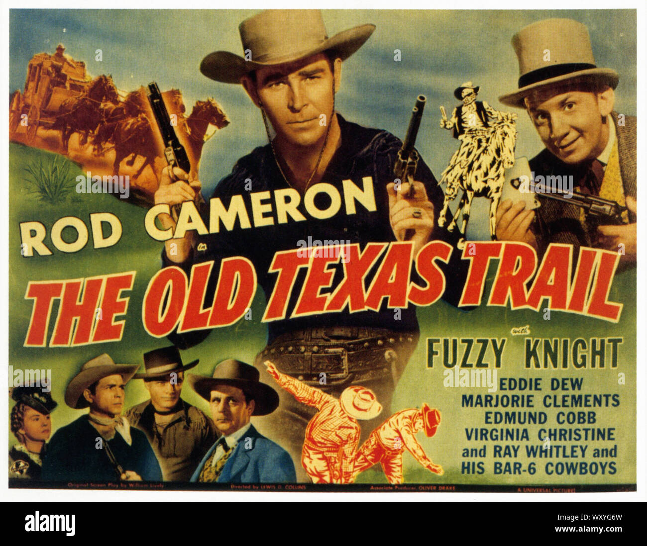 Old Texas Trail with Fuzzy Knight - Vintage Movie Poster Stock Photo ...