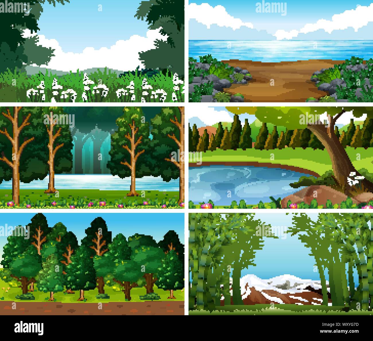 Empty, blank landscape nature scenes illustration Stock Vector Image ...