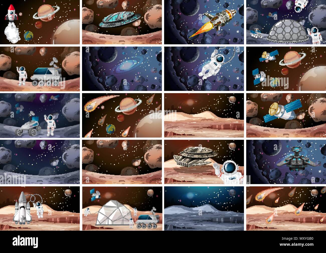 Huge set of space scenes illustration Stock Vector Image & Art - Alamy