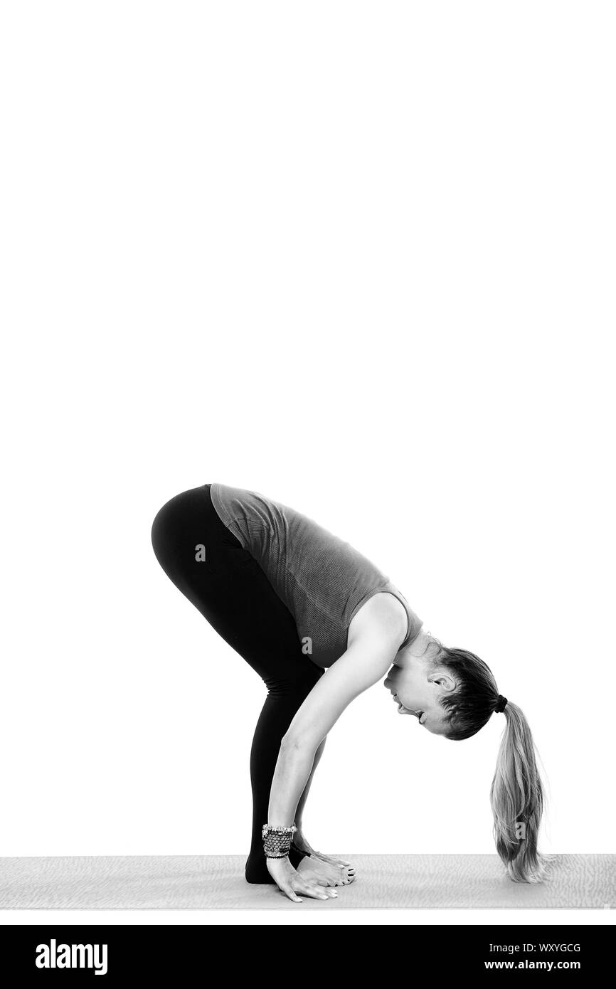 Training uttanasana Black and White Stock Photos & Images - Alamy