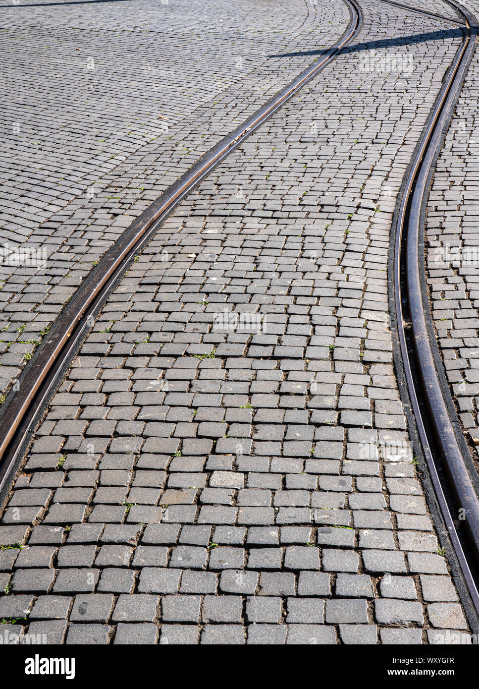 Tram tram railway railway tram cobble stone hi-res stock photography ...