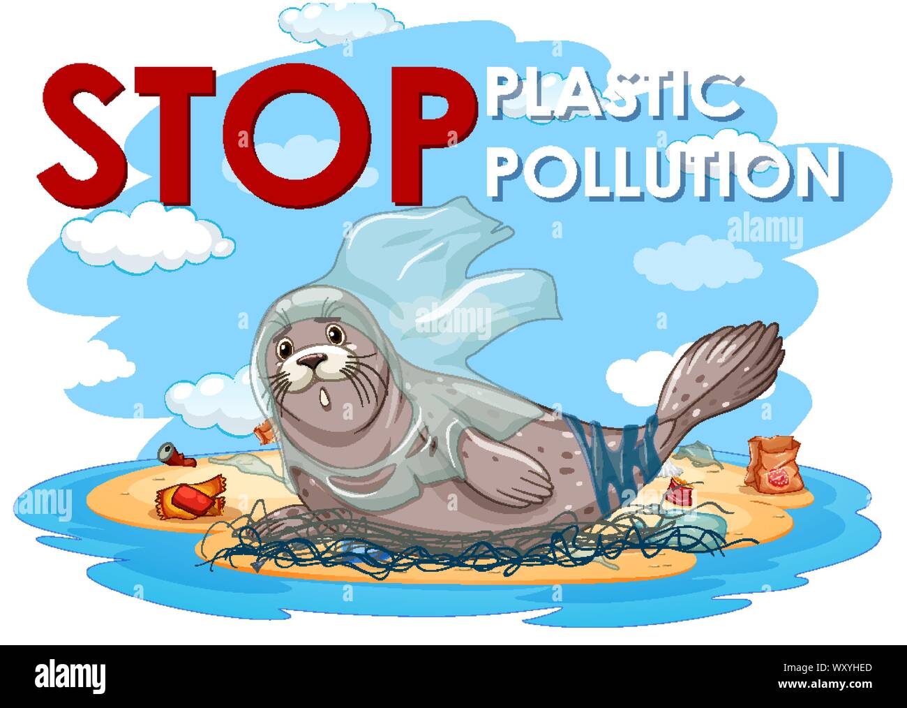 Poster design with seal and plastic bags illustration Stock Vector ...