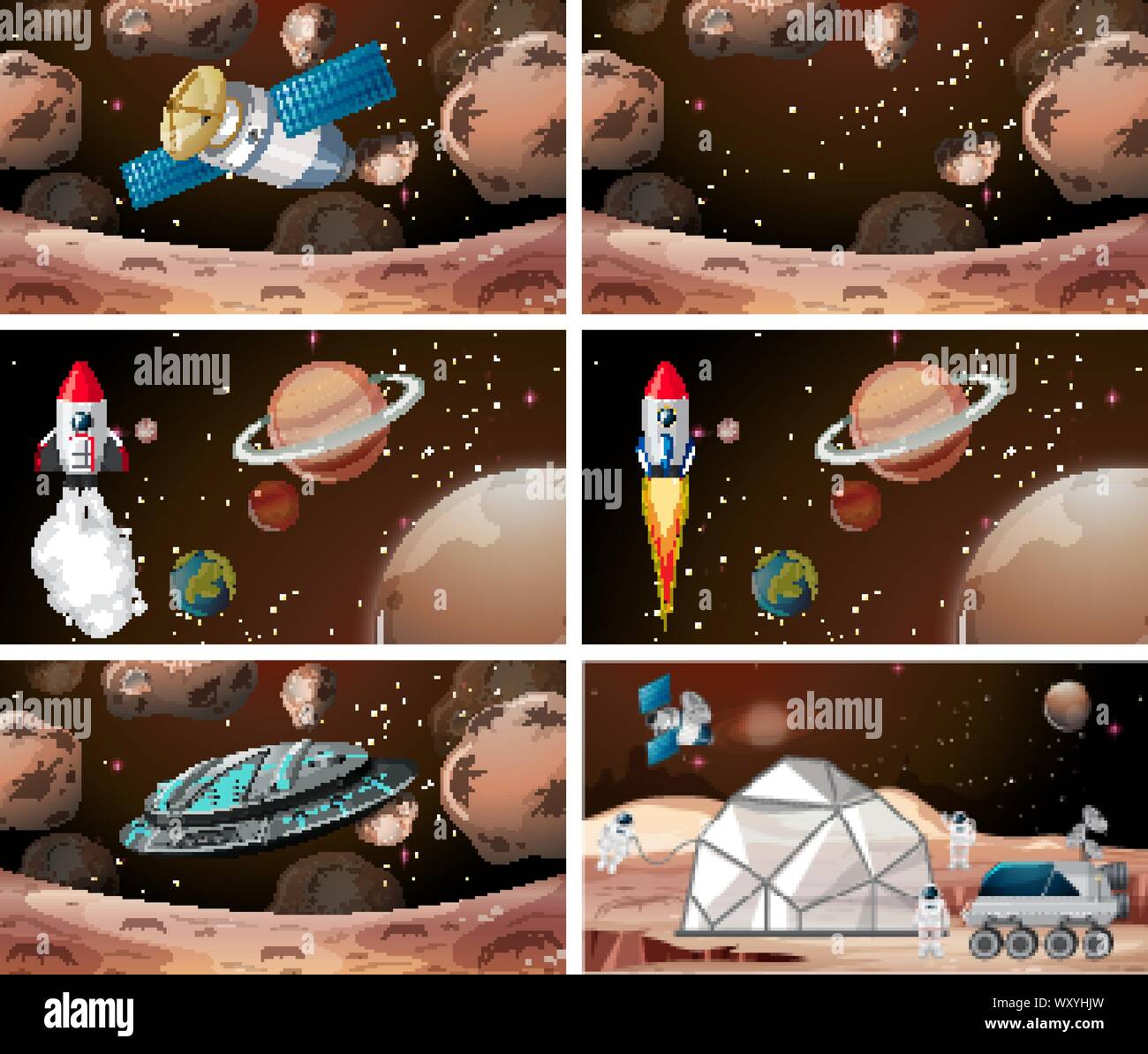 Set of mars scenes illustration Stock Vector Image & Art - Alamy