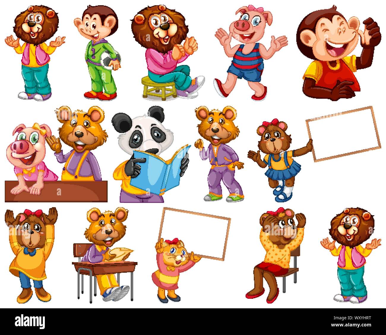 Animals acting in human-like actions and poses illustration Stock ...