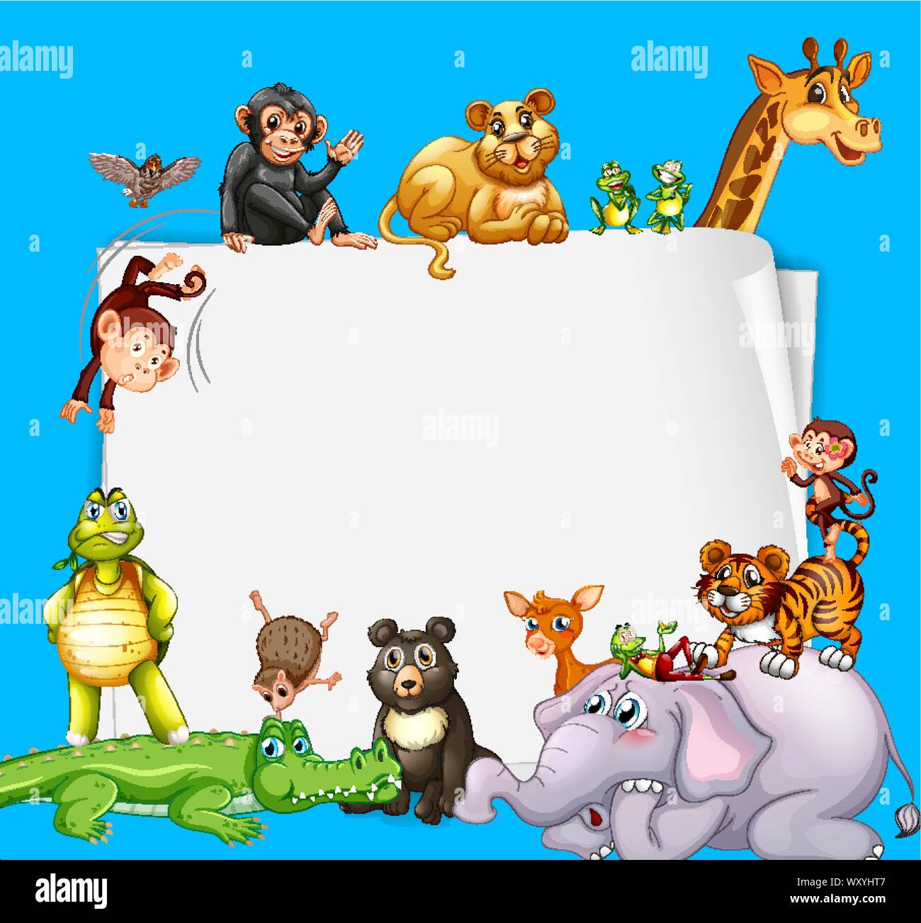 Border template design with cute animals illustration Stock Vector ...