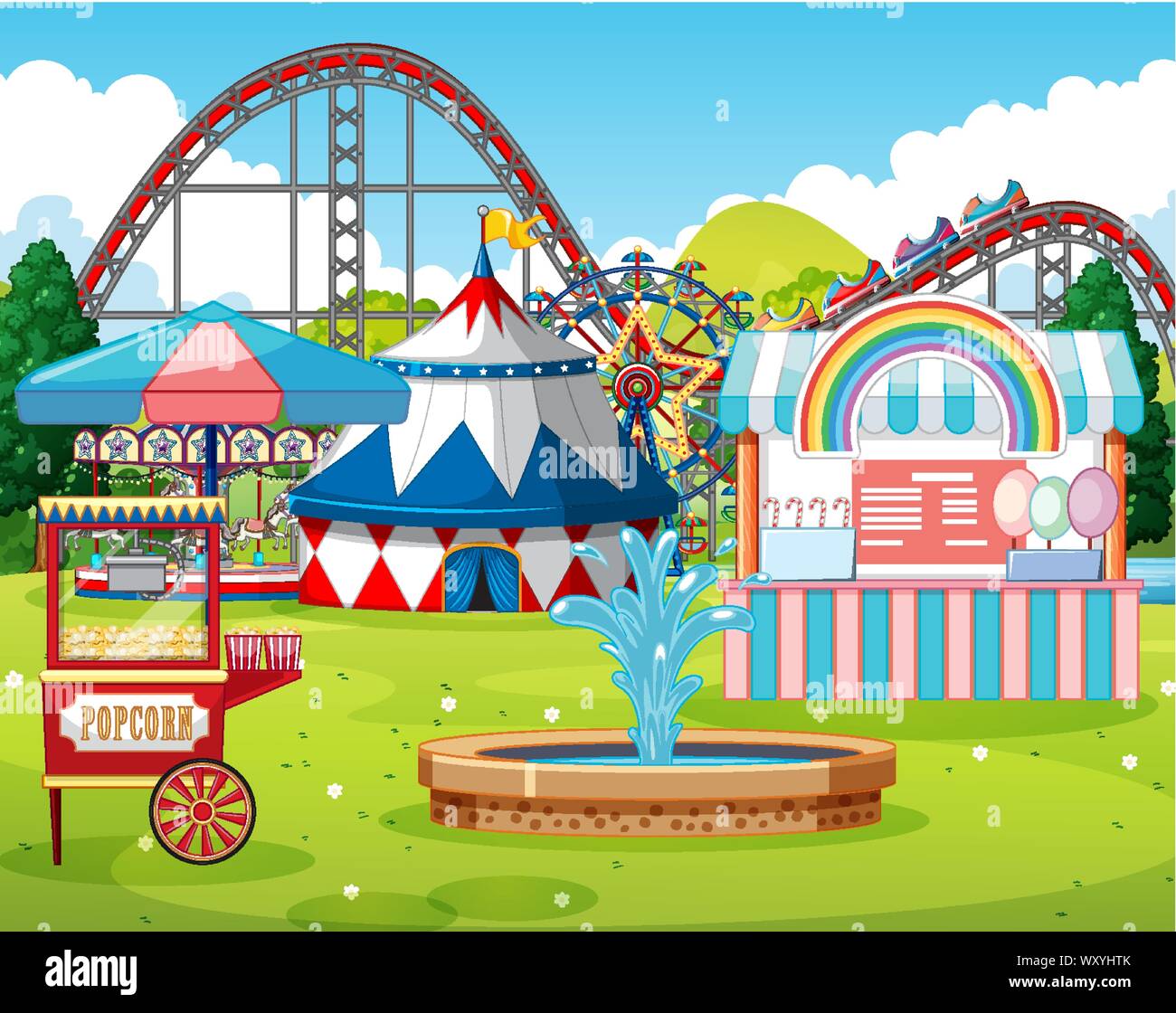 An outdoor funfair scene illustration Stock Vector Image & Art - Alamy