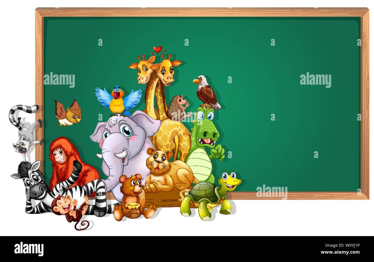 Border template design with cute animals illustration Stock Vector ...