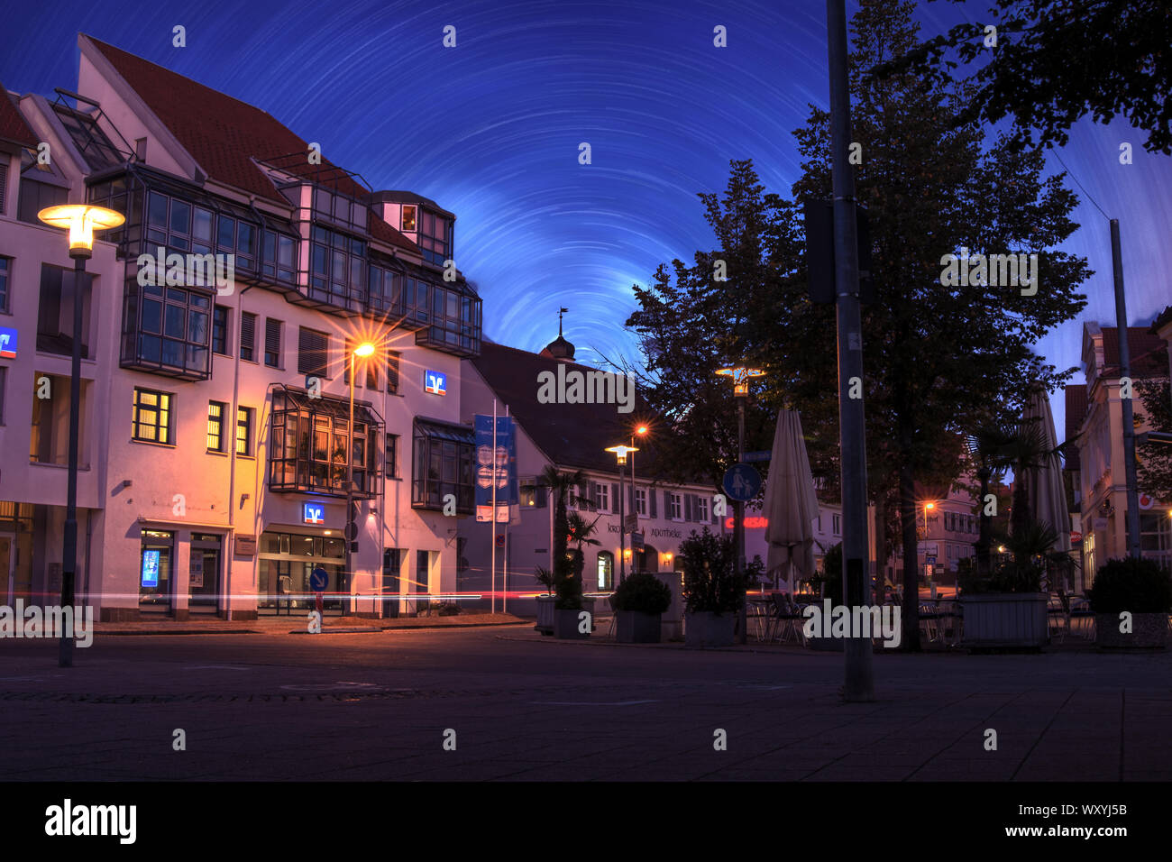 Laupheim city by night ( HDR image Stock Photo - Alamy