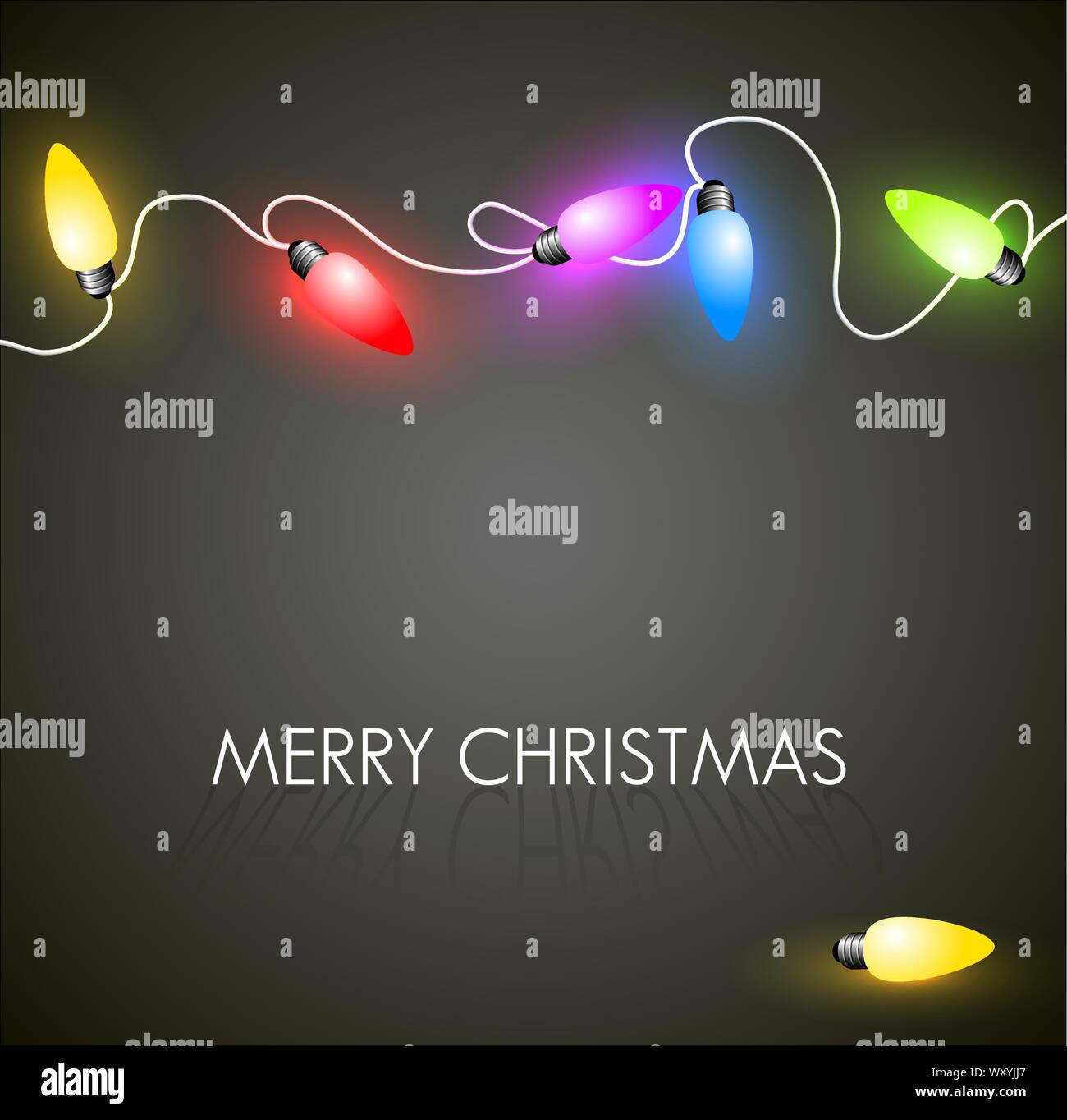 Vector Christmas background with colorful christmas chain lights on ...