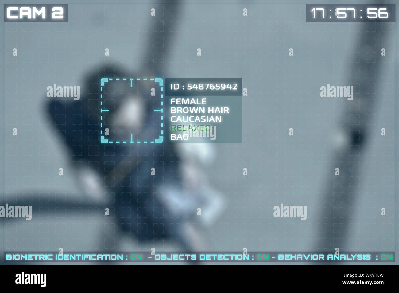 Simulation of a screen of cctv cameras with facial recognition. Facial ...