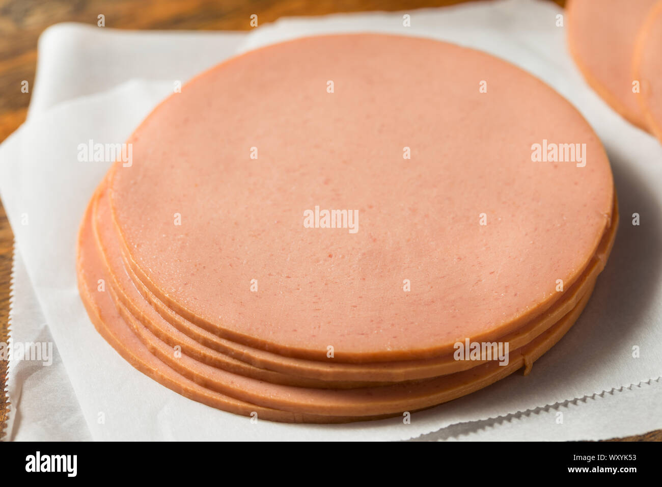Raw Pork Bolgna Meat Slices ready to Eat Stock Photo - Alamy