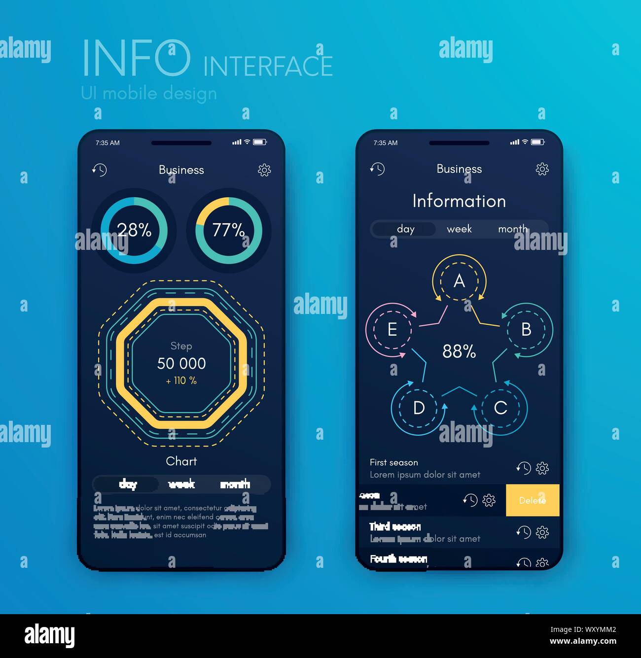 Mobile Application Interface Ui Design Vector Illustration Stock
