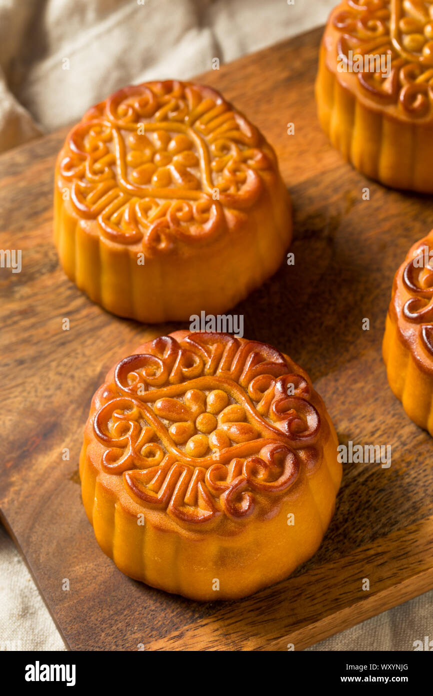 Homemade Chinese Moon Cakes with a Yolk Filling Stock Photo - Alamy