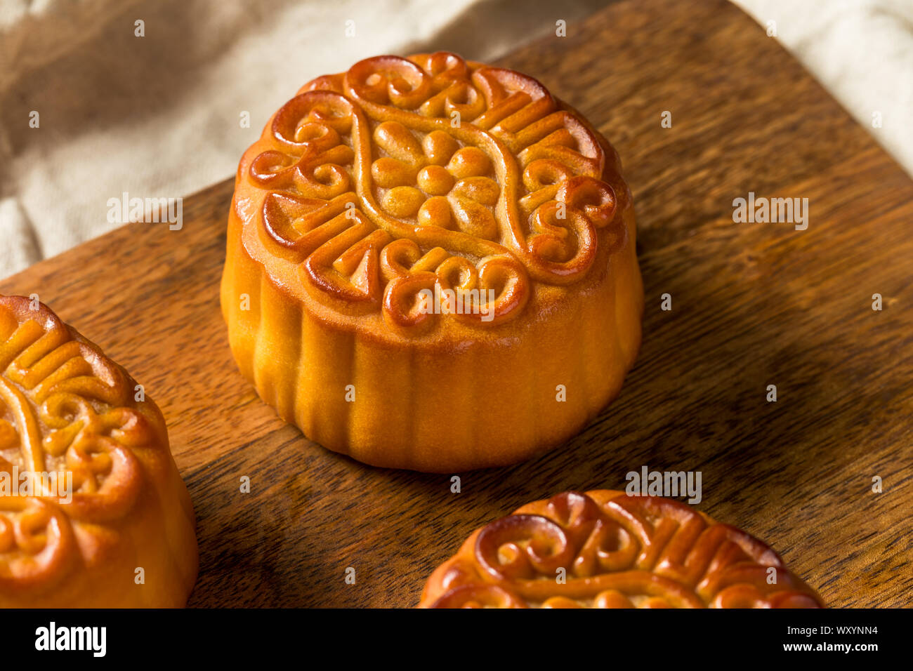 Homemade Chinese Moon Cakes with a Yolk Filling Stock Photo - Alamy