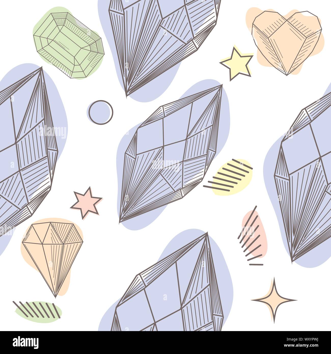 Seamless colorful diamond gemstones background on white. Jewels pattern ...