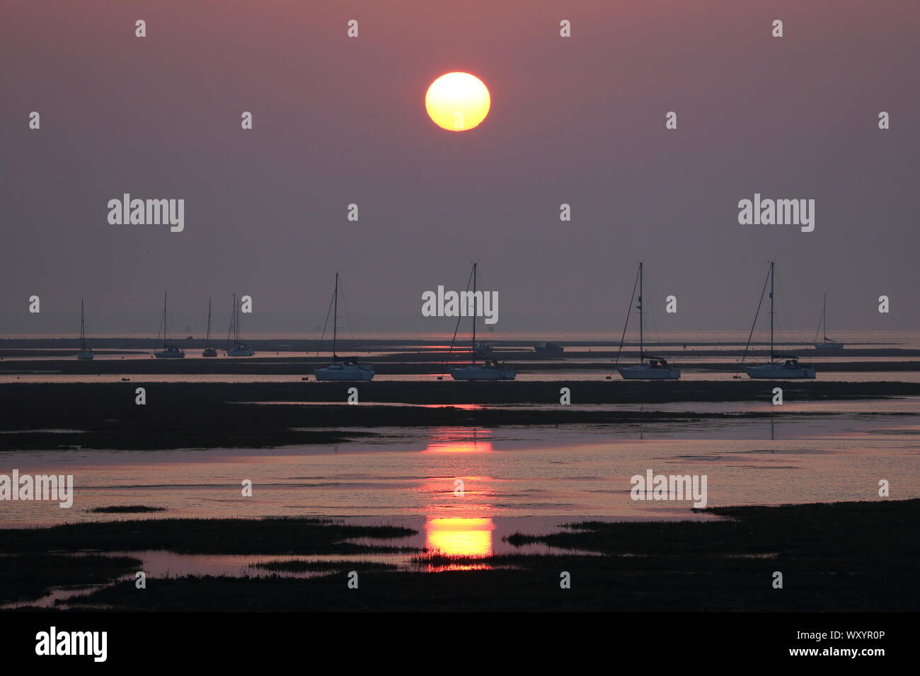 sunset at Keyhaven beach, Solent Stock Photo - Alamy