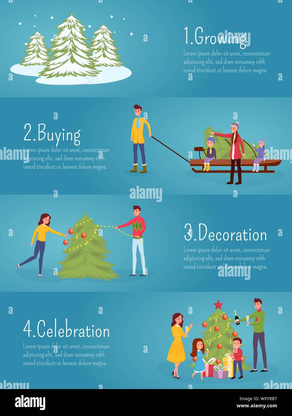 Family kids celebrating christmas Stock Vector Images - Alamy