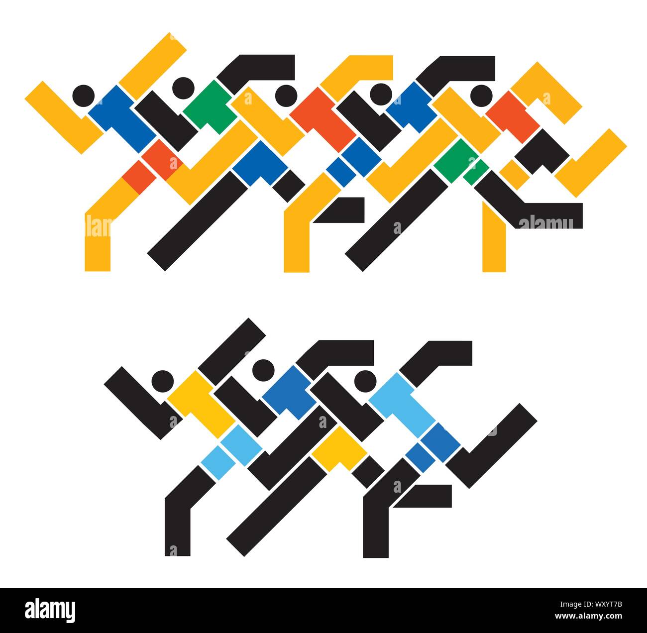 Two people running silhouette Stock Vector Images - Alamy