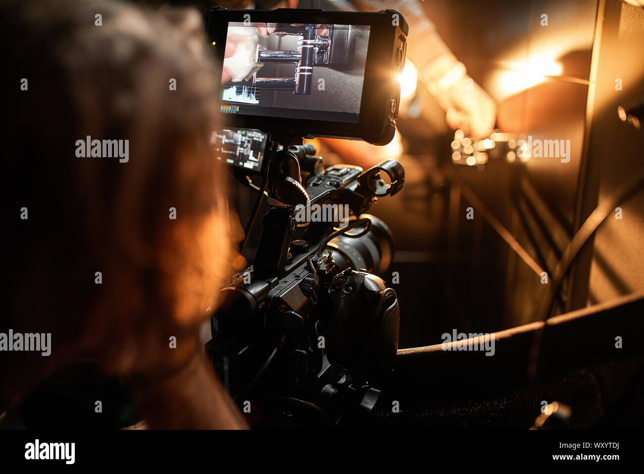 Behind the scenes of filming films or video products and the film crew ...