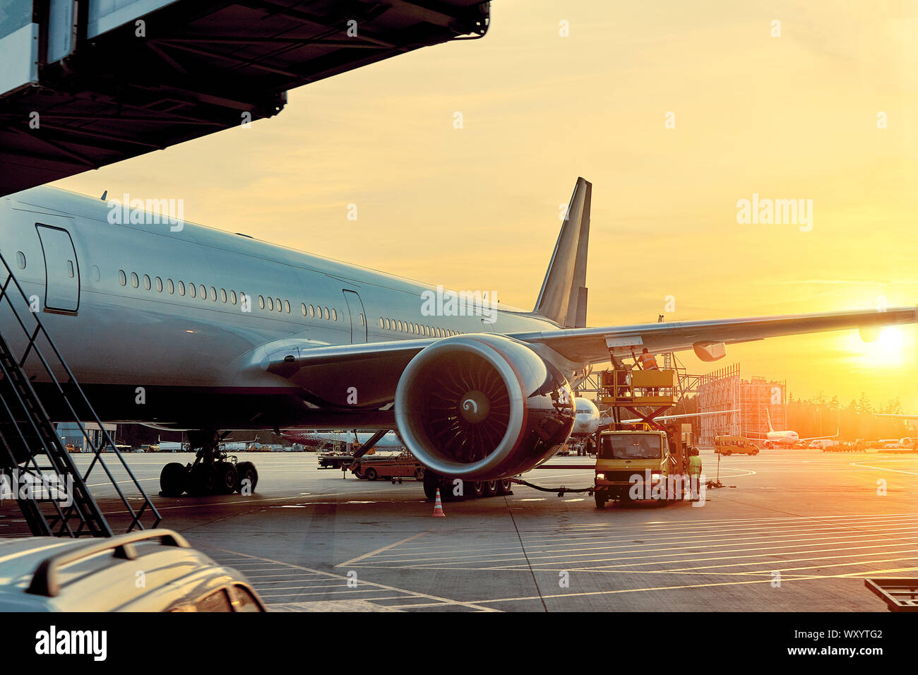 close up of an airplane engine in sunlight Stock Photo - Alamy