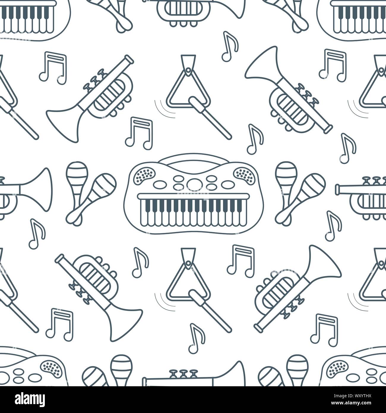Vector seamless pattern with children's musical toys. Illustration with ...
