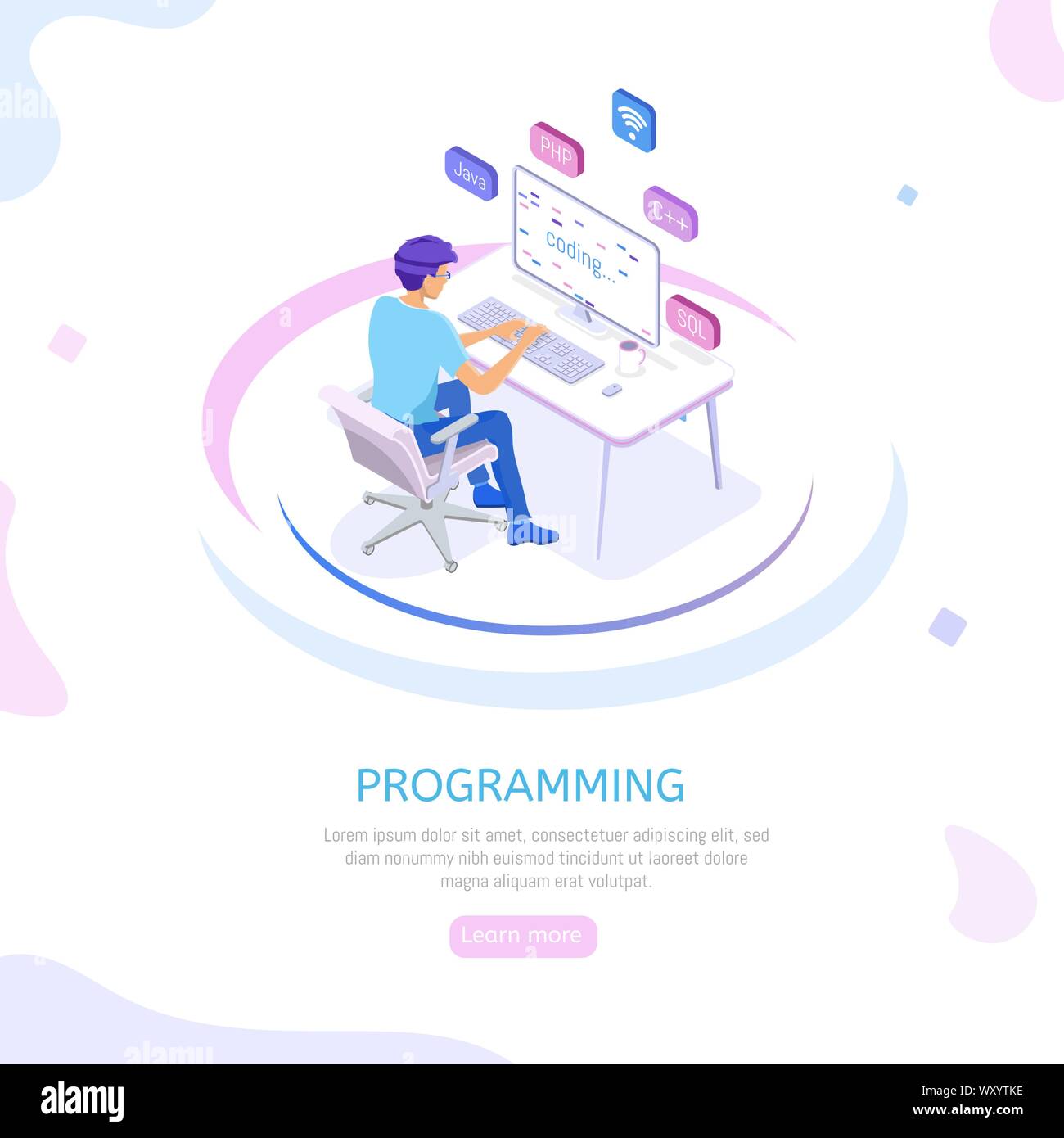 Programmer Isometric Character Programming Concept Web Engineer At Work Stock Vector Image