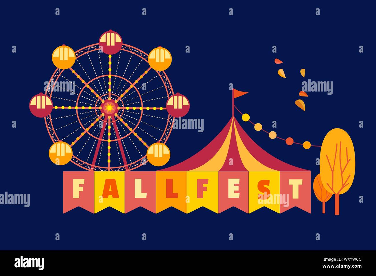 Autumn Fall Fest Fun flat color vector poster Stock Vector Image & Art ...