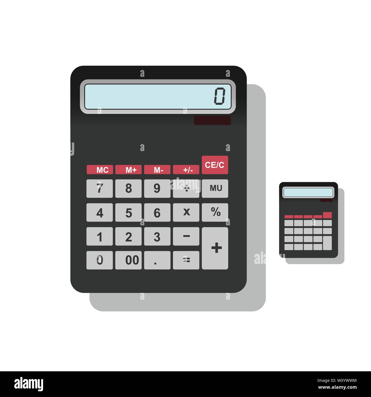 Electronic calculator, numerals written and empty calculator vector ...
