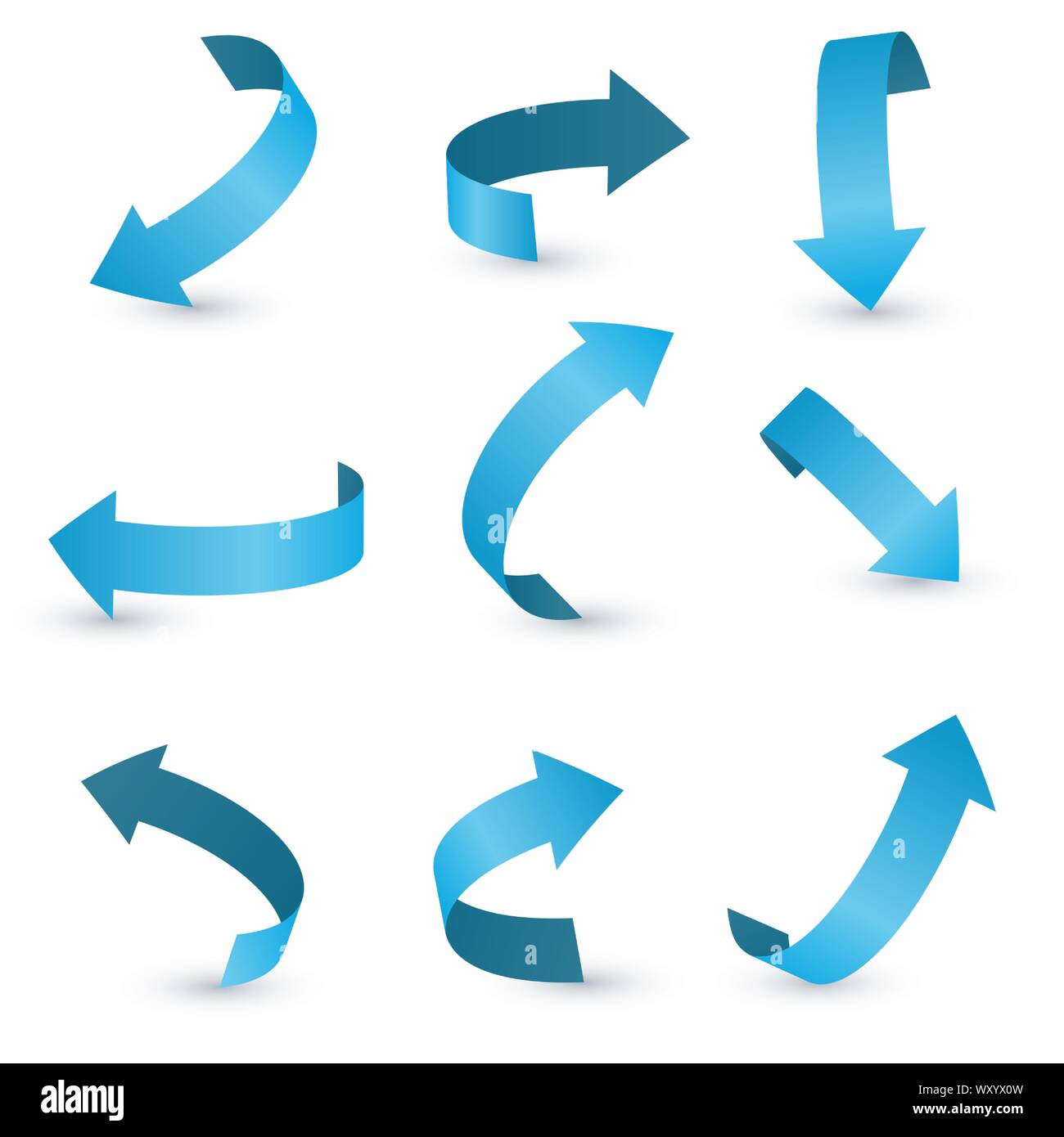 Blue ribbon arrow set. Arrow stickerst various angles and directions ...